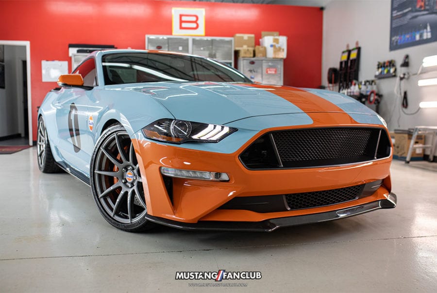 S197 Mustang featured in 3M Fiery Orange vinyl wrap!