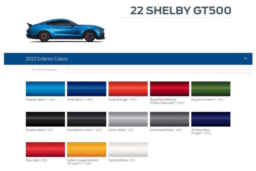 shelby gt500 color options Archives - Mustang Fan Club