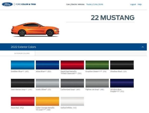 2022 Mustang Exterior Color Options - Mustang Fan Club